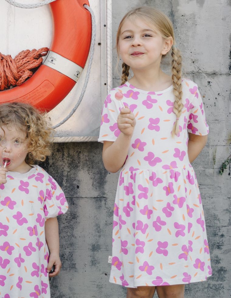 Eucalyptus Fibre Minù Dress - white with butterflies | Cora Happywear